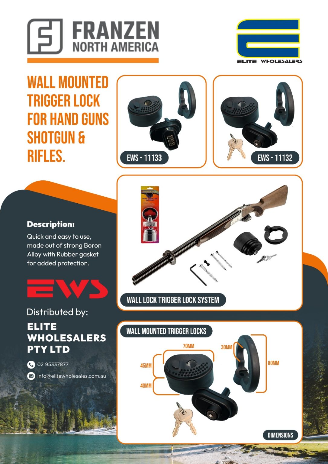 WALL MOUNTED TRIGGER LOCK FOR HAND GUNS SHOTGUN & RIFLES EWS-11133 ...